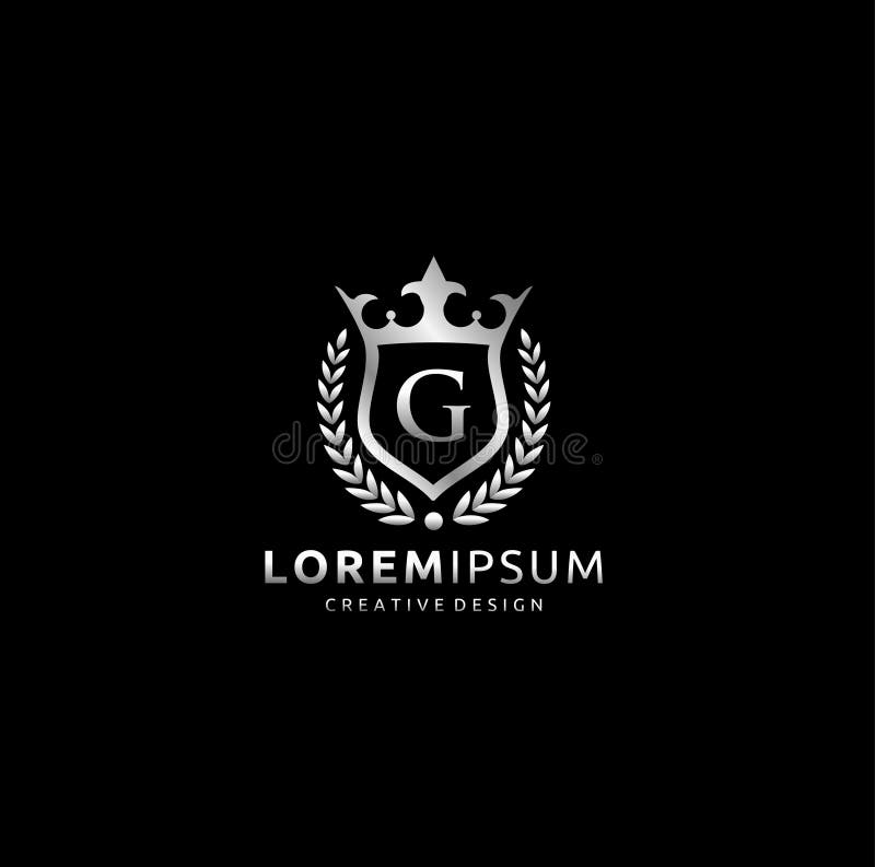 Luxury Crown Letter G Silver Shield Logo. Stock Illustration ...