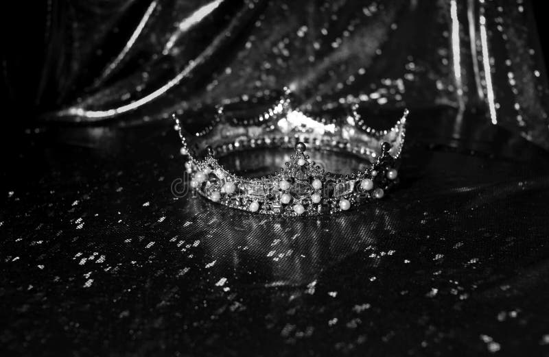 Luxury Crown with Ruby Gemstones on Silver Sparkle Background. Black ...