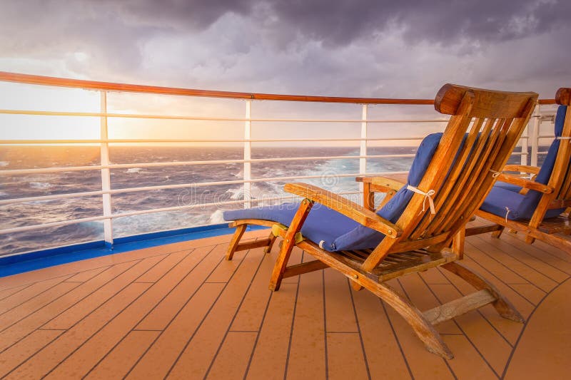 Luxury Cruise Ship Deck with Lounge Seating Stock Photo - Image of ...
