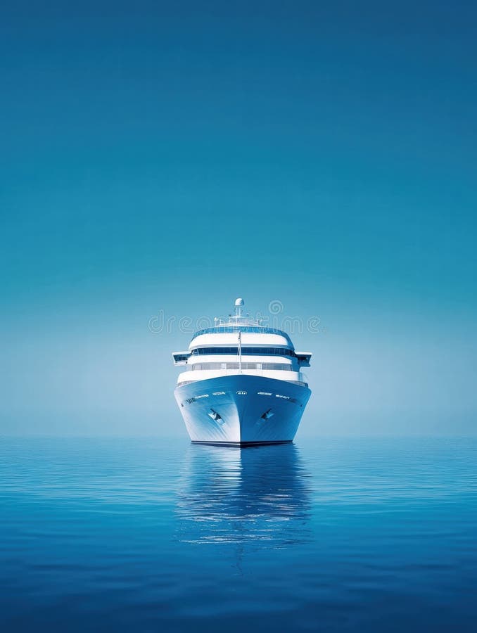 Luxury Cruise Ship Gliding Smoothly on a Tranquil Sea with Ample Space for Text and Creative ...