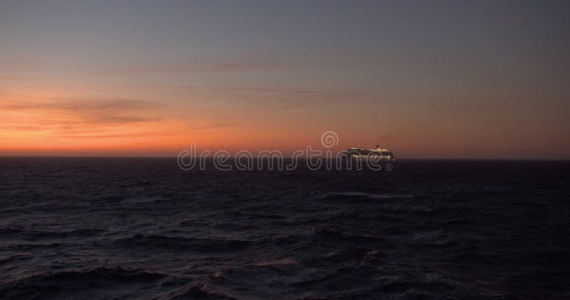 Luxury Cruise Ship on the Pink Sunset Light. Stock Footage - Video of ...