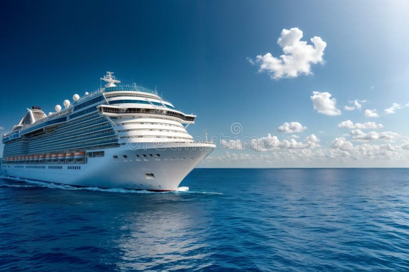 Luxury Cruise Ship Sailing on the Blue Ocean, Noon Stock Illustration ...