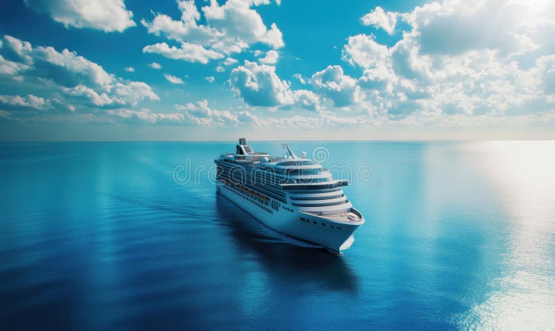Luxury Cruise Ship Sailing on Calm Ocean Waters Under Bright Blue Sky ...