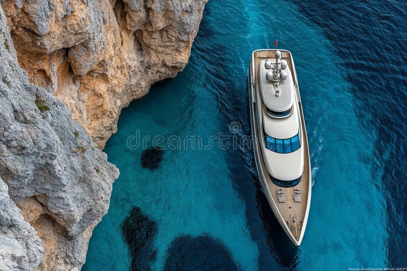 A Luxury Cruise Ship Sailing on the Open Sea, Viewed from Above Stock ...