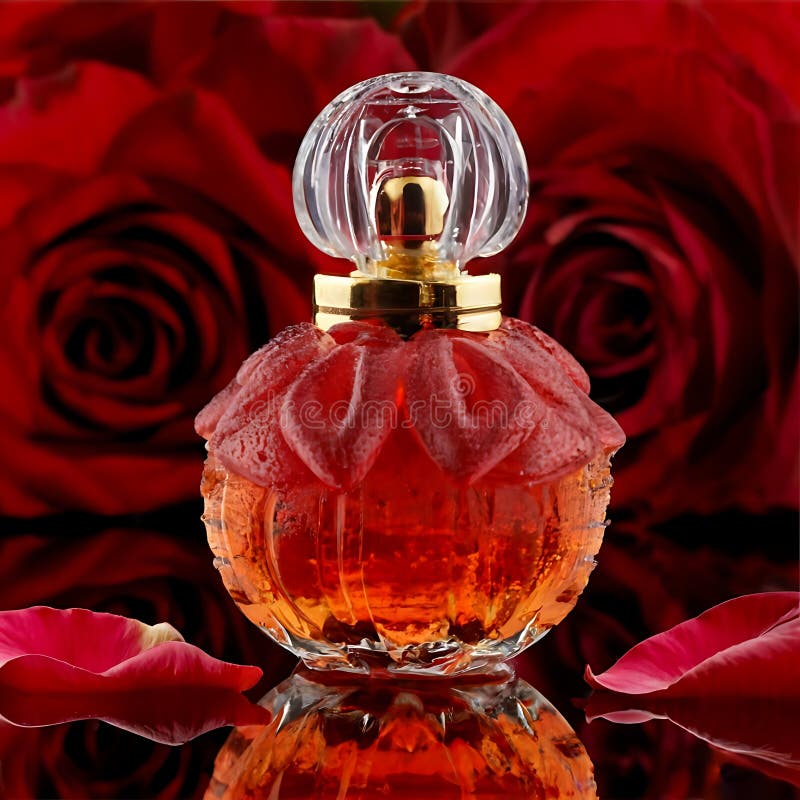 Luxury Crystal Perfume Bottle Surrounded by Romantic Red Rose Petals ...