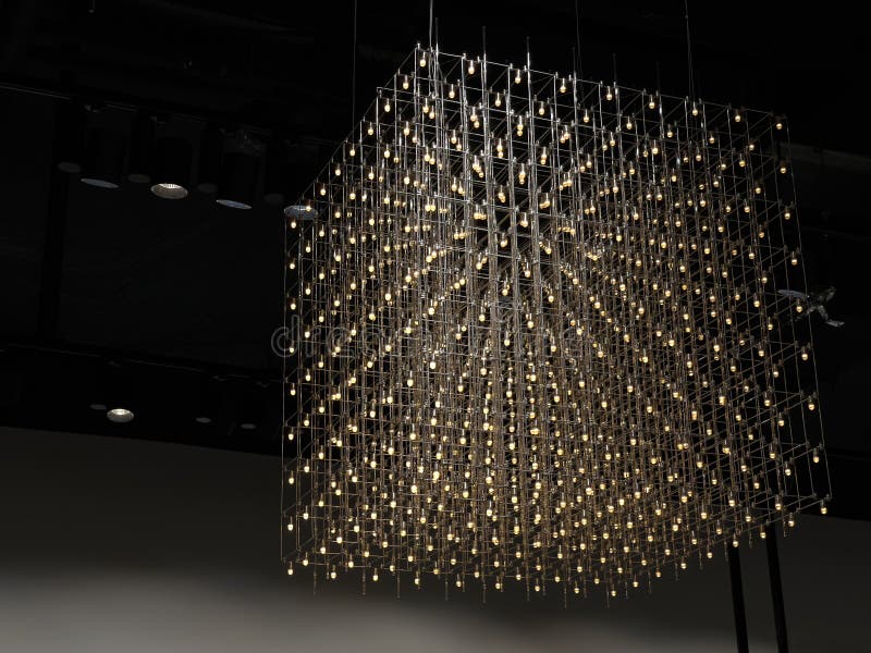 Luxury Cube Shaped Chandelier with Bulbs. Modern Chandelier Stock Photo ...