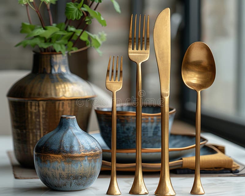 A Luxury Cutlery Set with a Modern Stock Photo - Image of modern ...