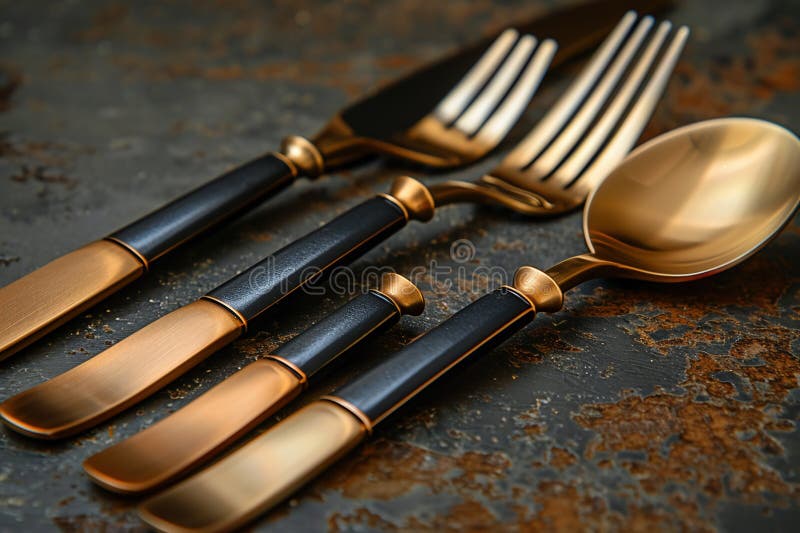 A Luxury Cutlery Set with a Modern Stock Image - Image of beautiful ...