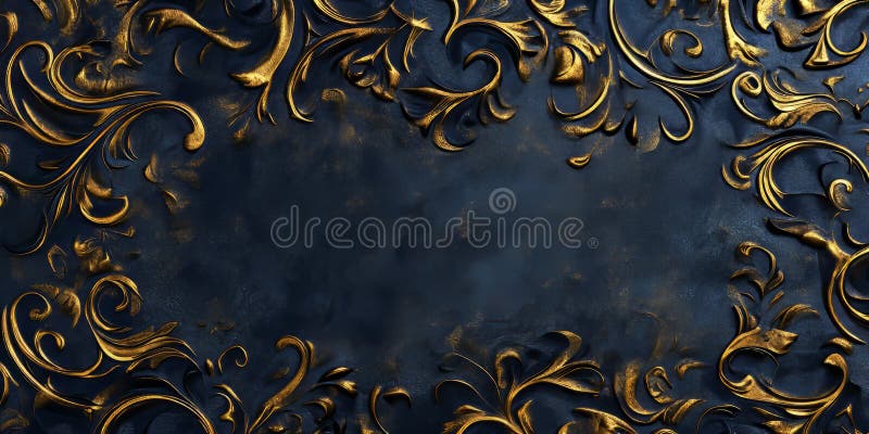 A Luxury 3D Background Featuring an Intricate Gold Pattern Embossed on ...