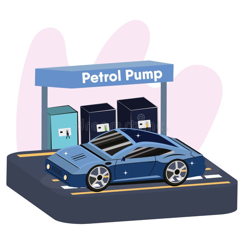 Luxury 3D Car in a Fuel Station Stock Vector - Illustration of ...