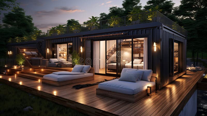 Luxury 3d Container Houses with Deck, Ready for Sale, AI Generated ...