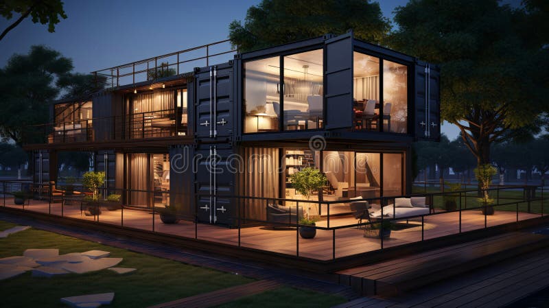 Luxury 3d Container Houses with Deck, Ready for Sale, AI Generated ...