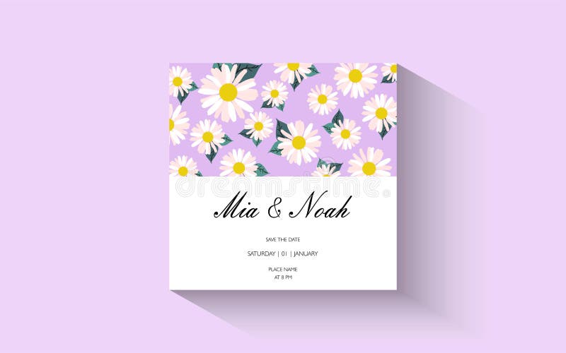 Luxury Daisy Flowers Wedding Invitation Template Stock Vector ...