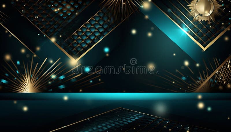 Luxury Dark Blue Background with Gold Elements Stock Photo - Image of generated, blue: 277695618