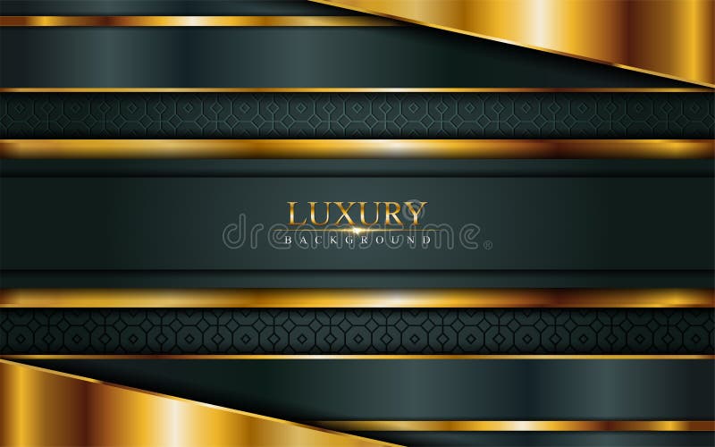Luxury Dark Tale Green Background with Golden Lines. Modern Vector ...
