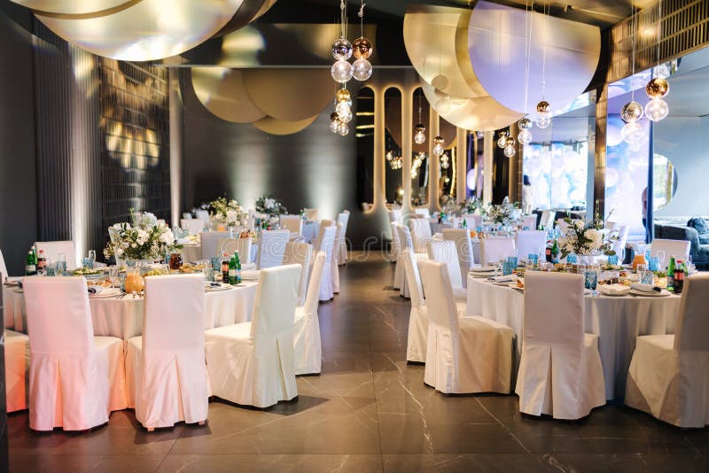 Luxury Decor in Restaurant. Round Table with Different Elements of ...