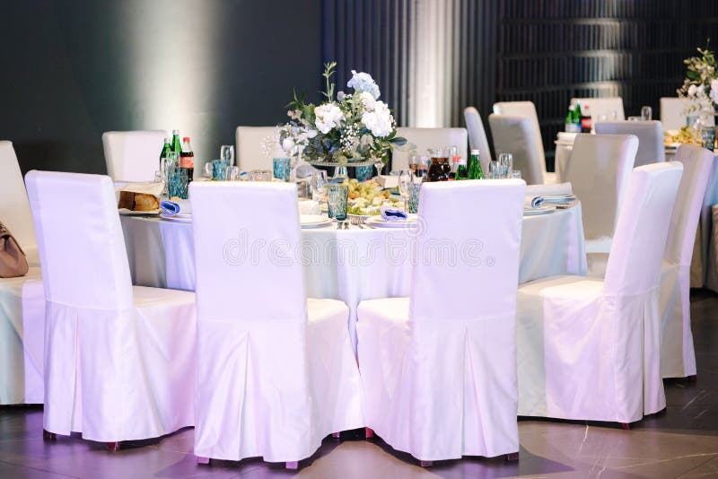 Luxury Decor in Restaurant. Round Table with Different Elements of ...