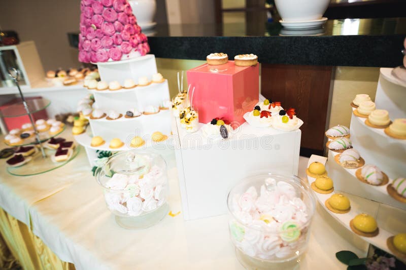 Luxury Decorated Wedding Cake on the Table Stock Image - Image of plate ...