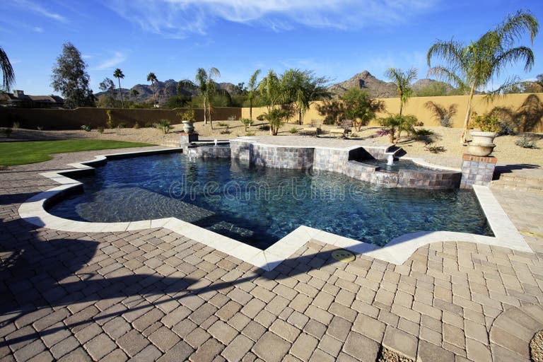 Luxury desert pool and spa stock photo. Image of building - 7536986