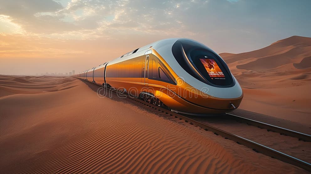 Luxury Desert Train Journey, Sunrise Stock Image - Image of sand ...