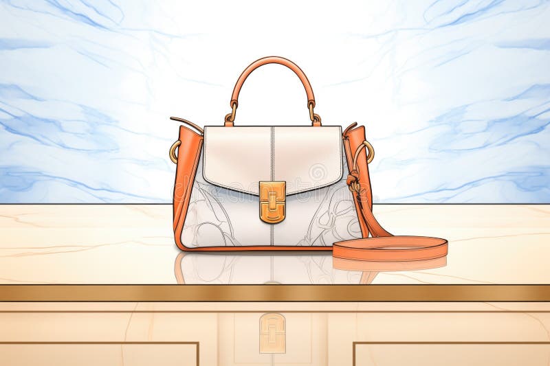 Luxury Designer Handbag on a Marble Table Stock Illustration ...