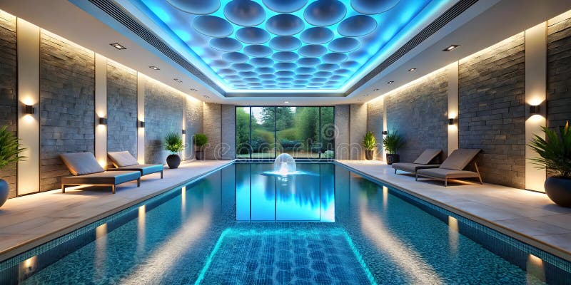Luxury Designer Pool with an Underwater Sound System Stock Illustration ...