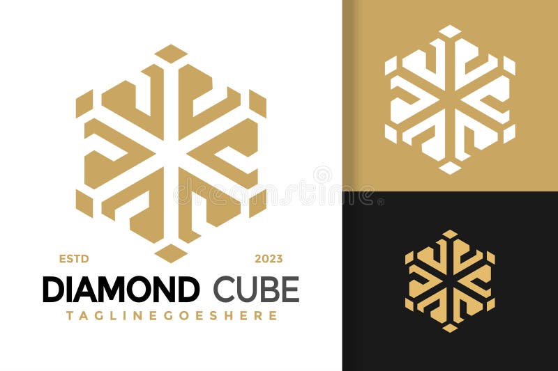 Luxury Diamond Cube Jewellery Logo Vector Icon Illustration Stock ...