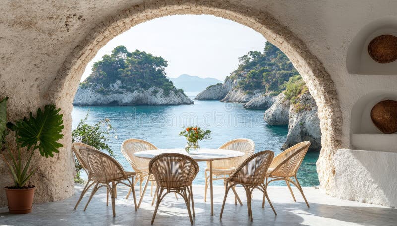 Luxury Dining Area on Open Air Terrace, Mediterranean Design with ...