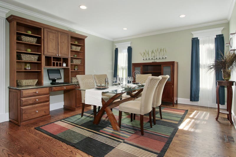 Dining Room with Two Toned Walls Stock Photo - Image of floor ...