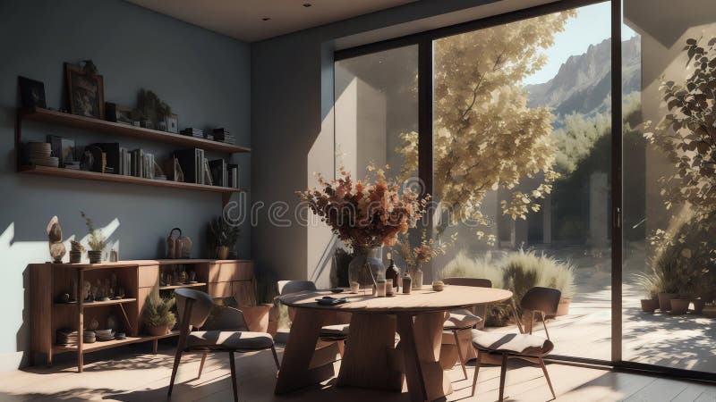 Luxury Dining Room Features Modern 3d Rendered Dining Set. Generative ...