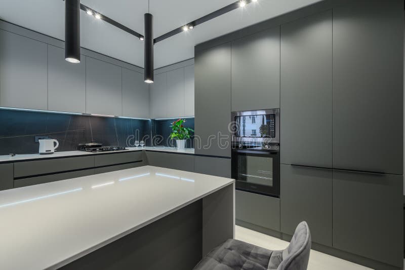 Luxury Dining Room and Kitchen in Studio Apartment Stock Image - Image ...