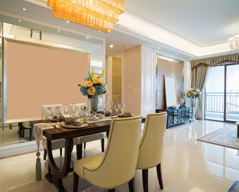Luxury dining room stock image. Image of floor, decor - 31135513