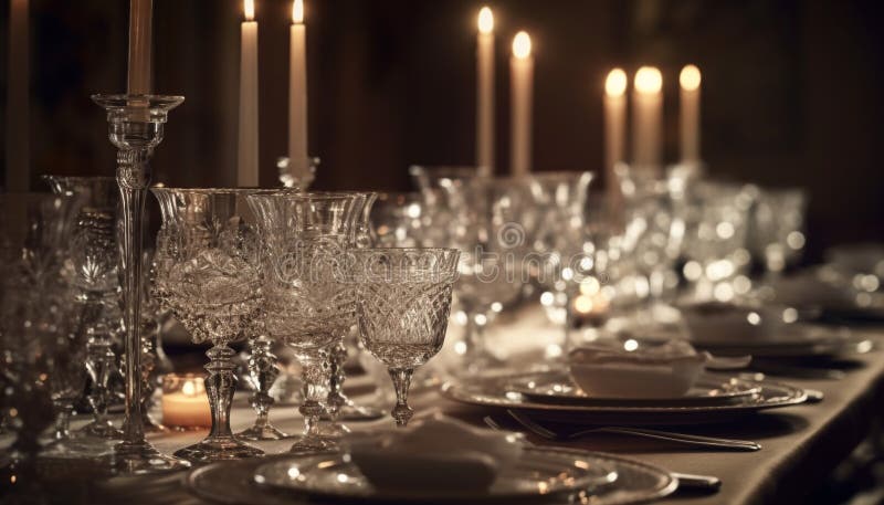 Luxury Dining with Silverware, Crystal and Elegance Generated by AI ...