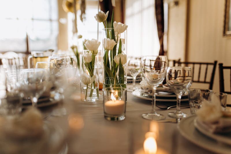 Luxury Dishes are a Nice Serving Table in the Restaurant. Birthday ...