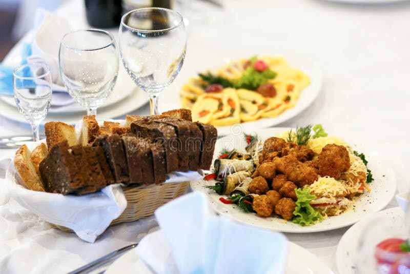 Luxury Dishes are a Nice Serving Table in the Restaurant. Birthday ...