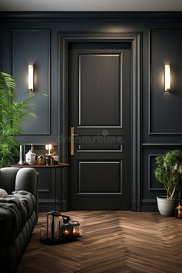 Luxury Door in a Modern Interior, in Dark Colors. Design Interior ...