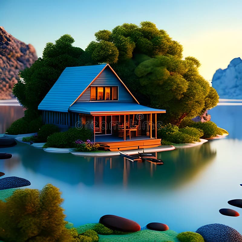 Dream House , 3d Render Picture is AI-generated Illustration. Stock ...