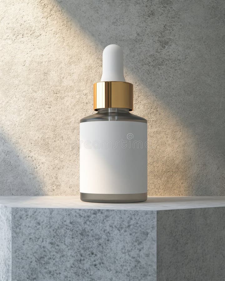 Luxury Dropper Bottle Elegantly Displayed on Grey Concrete Surface with ...