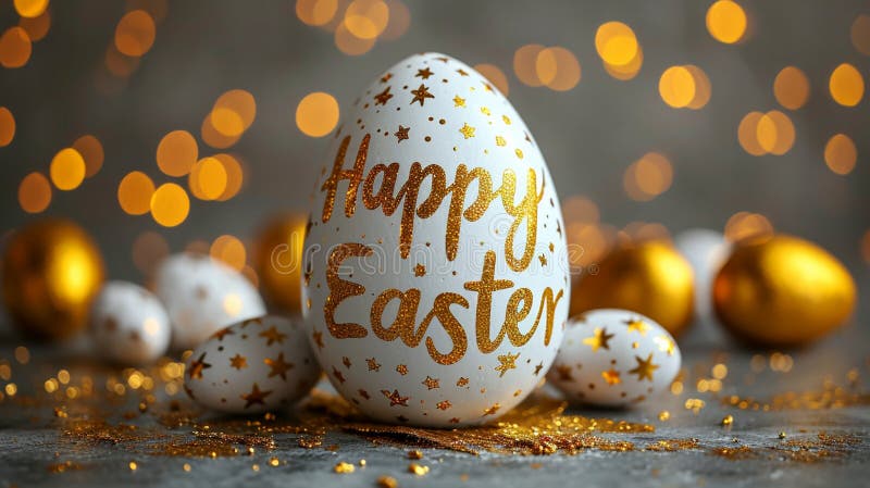 Luxury Easter: Minimalist Egg with Elegant Happy Easter Writing on a ...