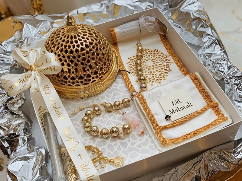 Luxury Eid Mubarak Gift Ideas with Festive Packaging Stock Illustration ...