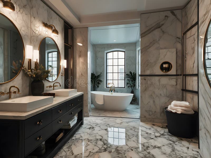 Aesthetic bathroom stock illustration. Illustration of elegant - 373133335