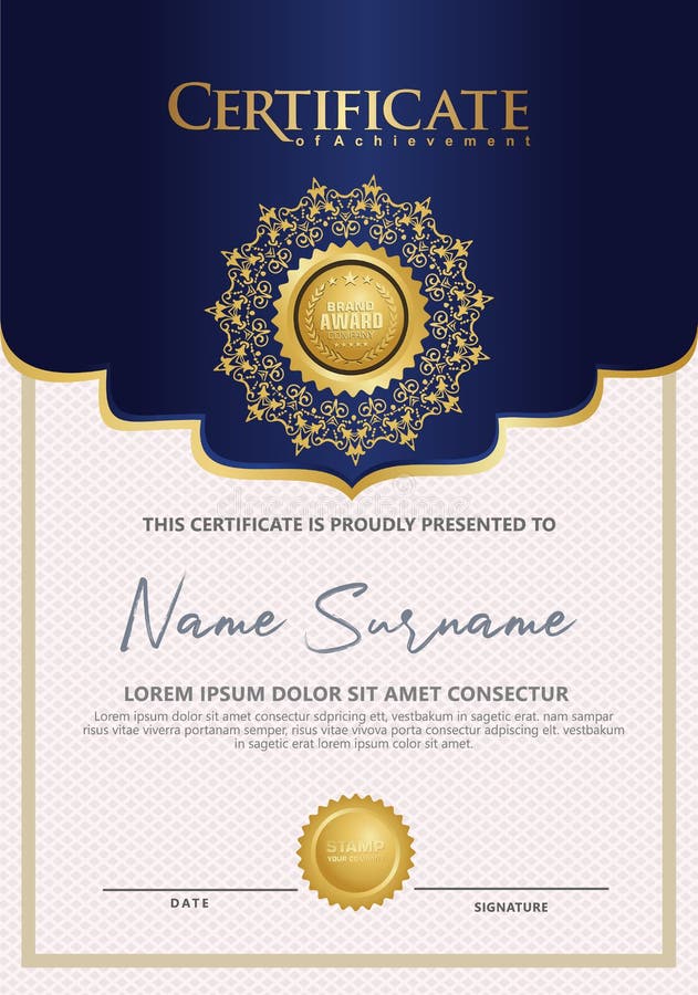 Luxury and Elegant Certificate Template. Vector Illustration Stock Vector - Illustration of ...