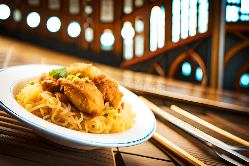 Luxury Elegant Fried Chicken Rice Stock Illustration - Illustration of ...