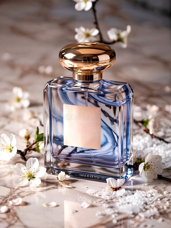 Luxury Elegant Perfume Bottle with Pink Liquid and Blank Label Stock ...