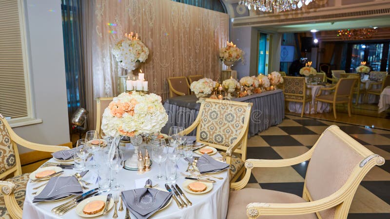 The Luxury, Elegant Wedding Reception Table Arrangement. Stock Image ...