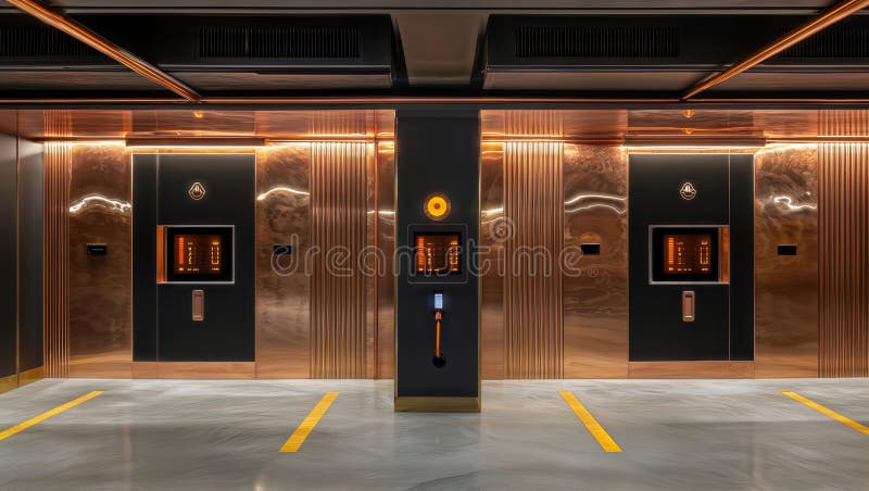 Luxury Elevator Lobby with Metallic Walls, Generative Ai Stock ...