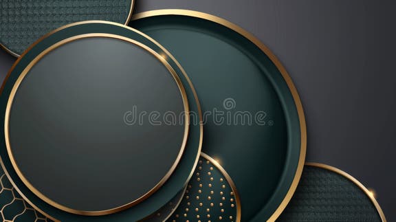 Luxury Emerald Background with Realistic 3d Gold Circle Pattern and ...