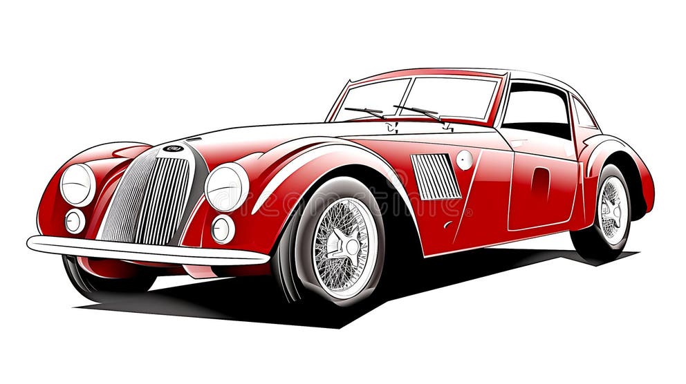 Luxury European Sport Oldtimer Vector Drawing Stock Illustration ...