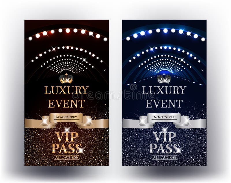 Luxury Event VIP PASS with Vintage Frame, Gold Ribbon and Fabric ...