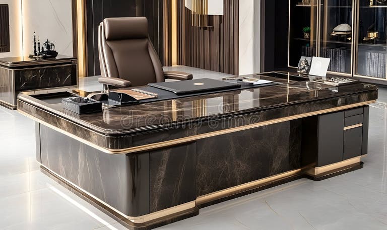 Luxury Executive Desk stock illustration. Illustration of wood - 374881506